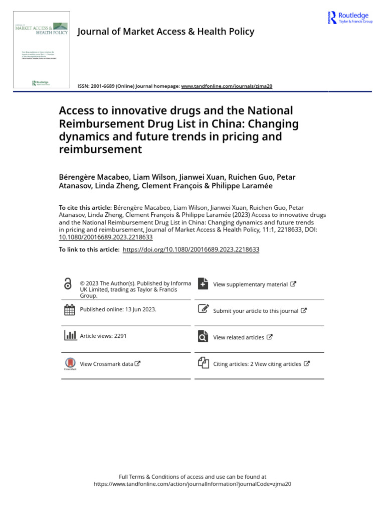 Access To Innovative Drugs and The National Reimbursement Drug List in ...
