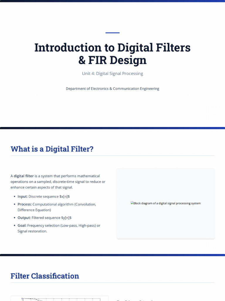 Introduction To Digital Filters And Fir Filter Design Pdf