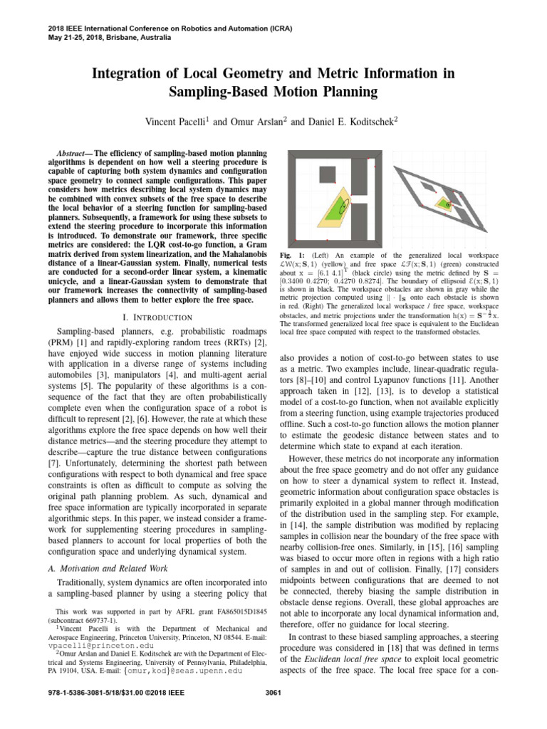 Integration of Local Geometry and Metric Information in Sampling-Based Motion Planning | PDF ...