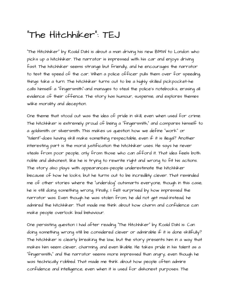 Roald Dahl's "The Hitchhiker": Morality & Deception | PDF