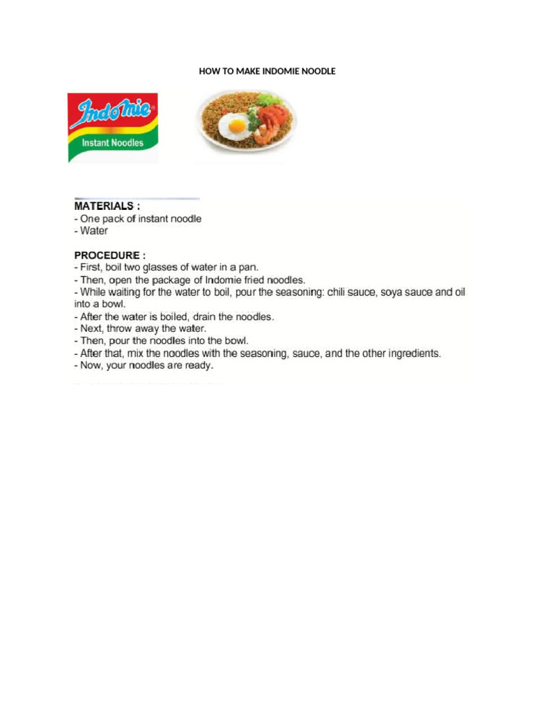 How to Make Indomie Noodle | PDF