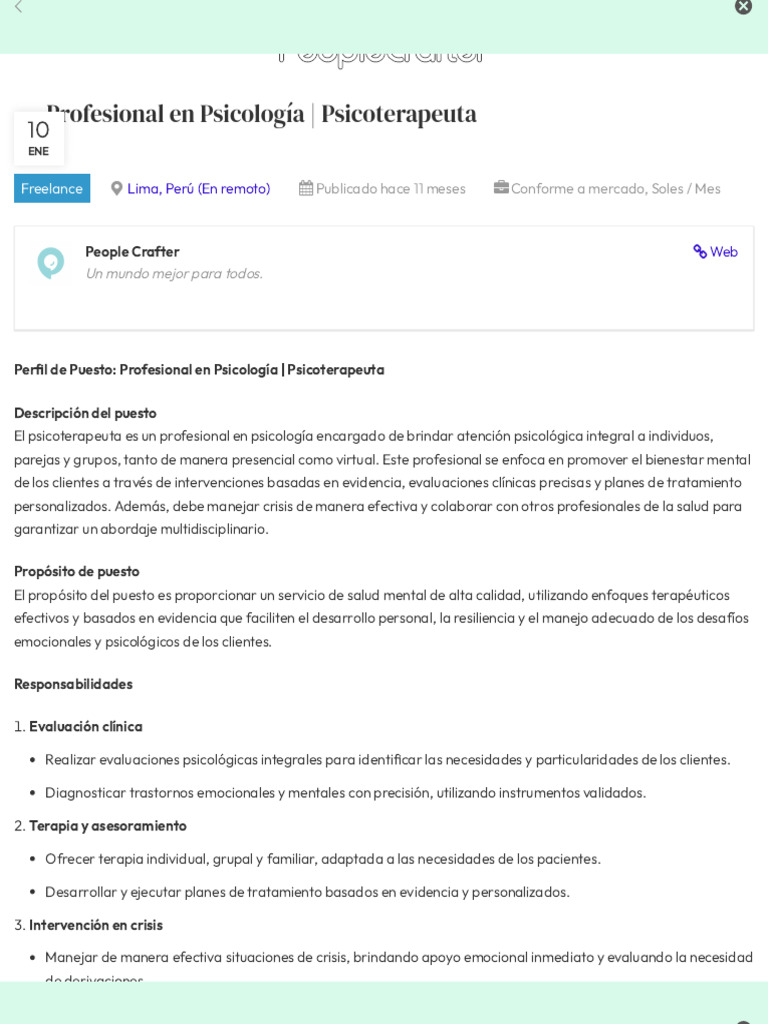 Peoplecrafter Com Trabajo People Crafter Full Time Especialista en ...