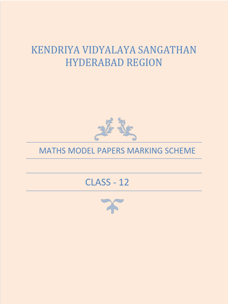 Class Xii Math 20 Sample Papers Solutions (Kvs, Hydrabad) 2025-26_compressed | PDF | Applied ...
