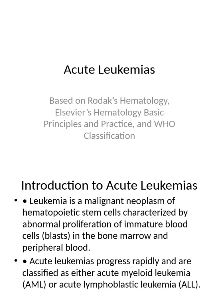 Acute Leukemias: Classification & Treatment | PDF | Leukemia | Diseases ...