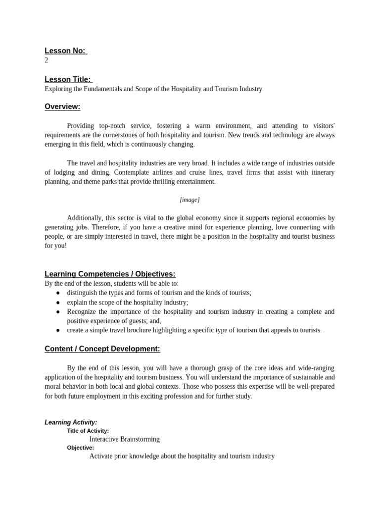 Hospitality and Tourism Industry Basics | PDF | Tourism | Hotel