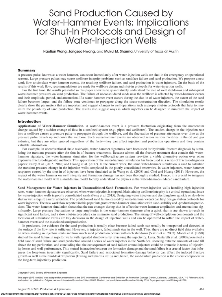 Water-Hammer Impact on Sand Production | PDF | Viscosity | Petroleum ...