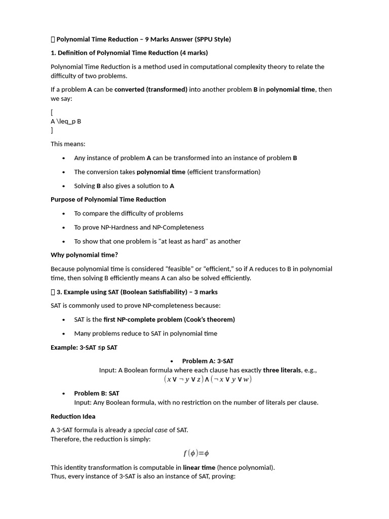 Polynomial Time Reduction Explained | PDF