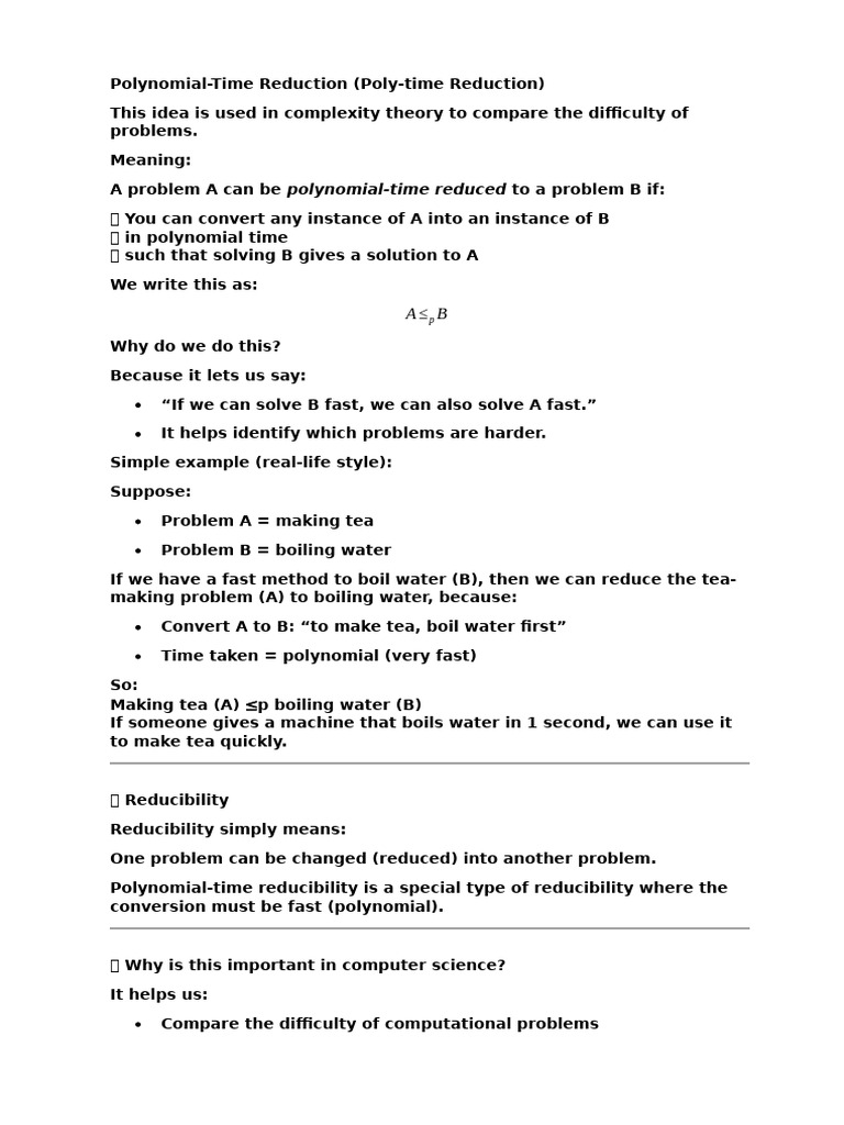 Polynomial Time Reduction | PDF