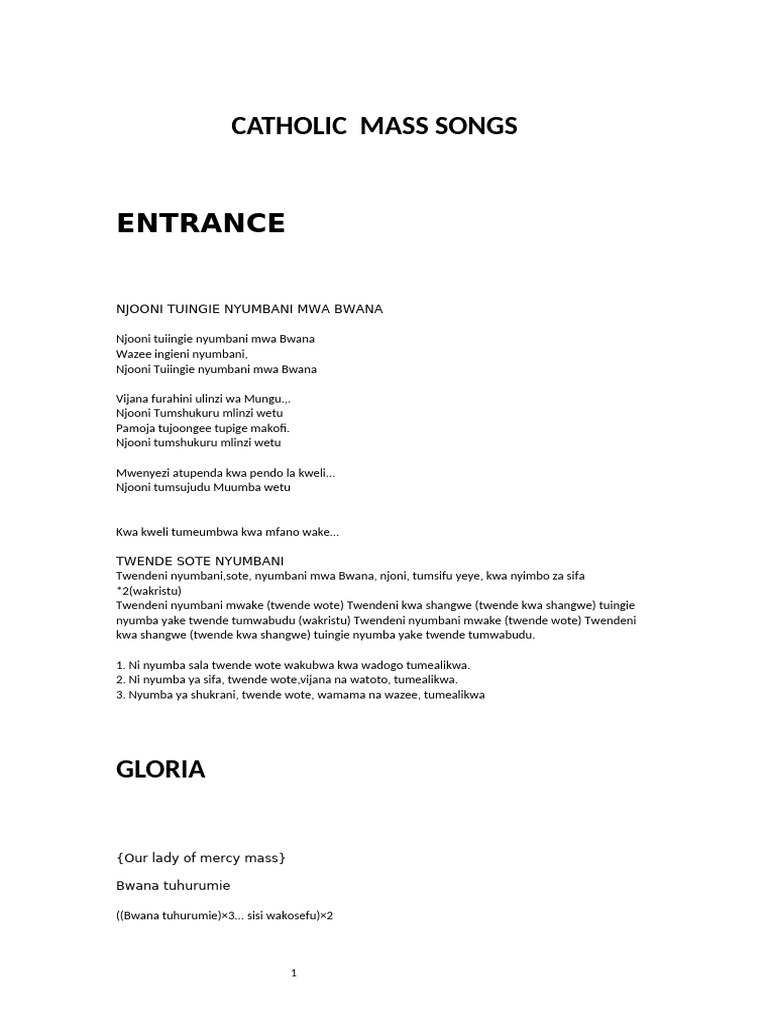 Catholic Mass Songs | PDF
