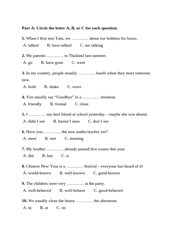 Worksheet - Vocabulary & Grammar - P2 | PDF