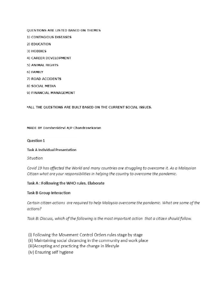 Muet Speaking Test | PDF