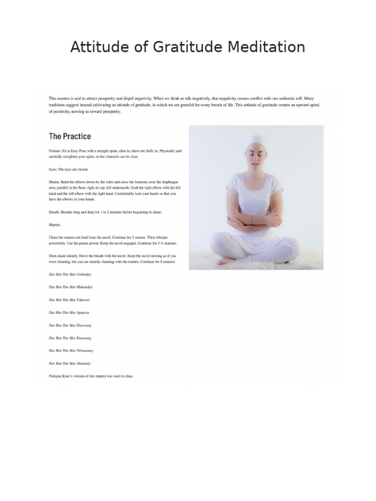 Attitude of Gratitude Meditation | PDF