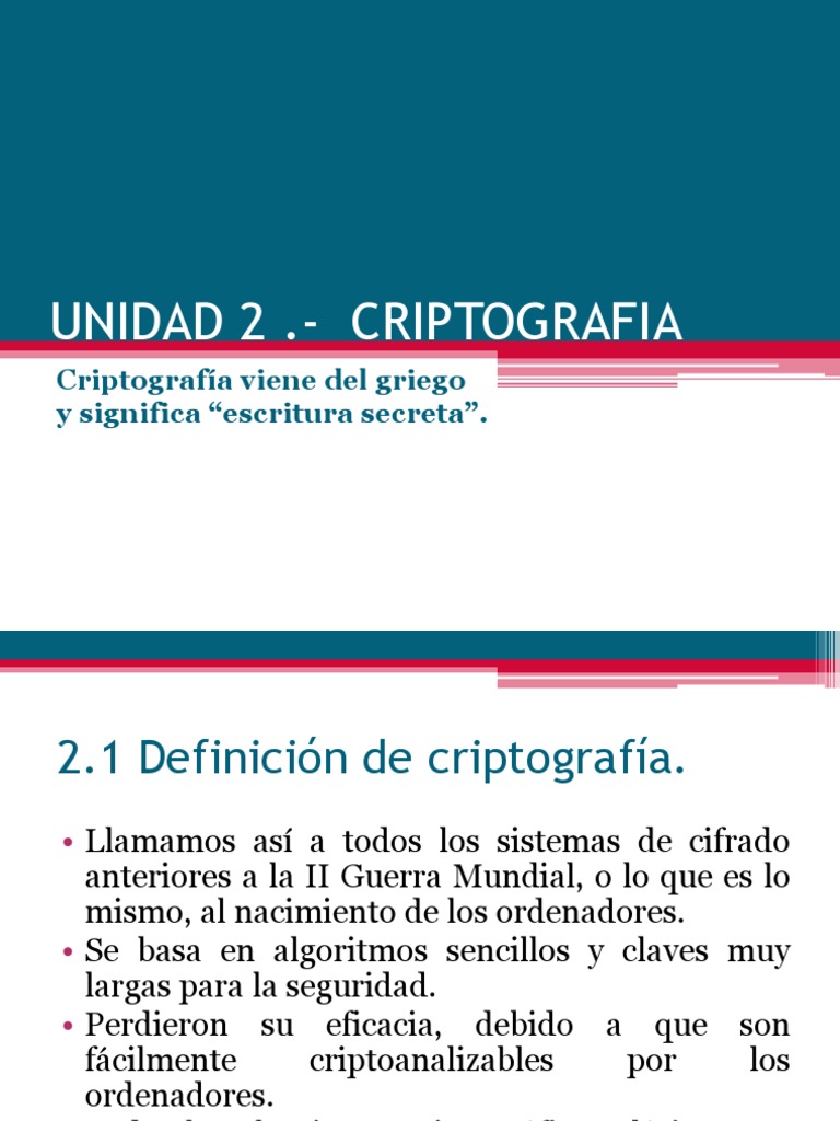 Unidad 2 | PDF | Criptografía | Clave (criptografía)