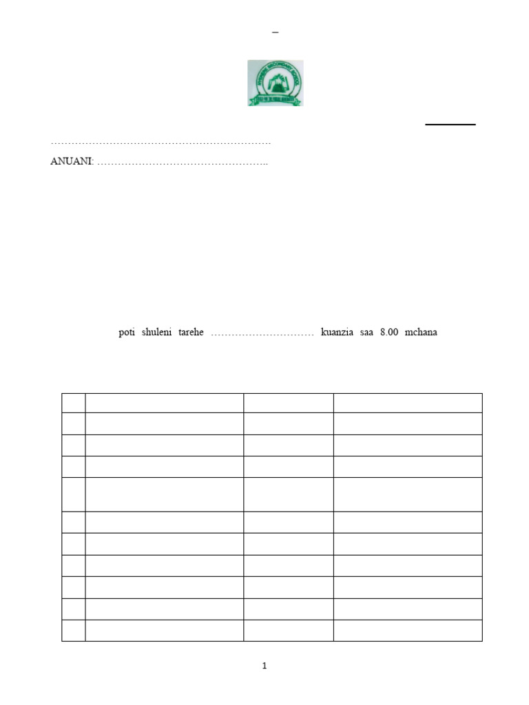 Nyerere Secondary School Joining Instruction | PDF