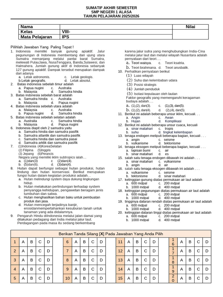 Soal IPS Kelas 8 | PDF