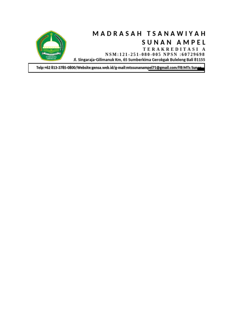 Madrasah Tsanawiyah Sunan Ampel: Jl. Singaraja-Gilimanuk KM, 65 ...