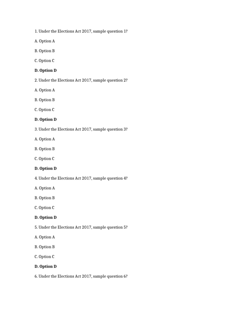 Elections Act 2017 Sample Questions | PDF | Chess Theory | Chess