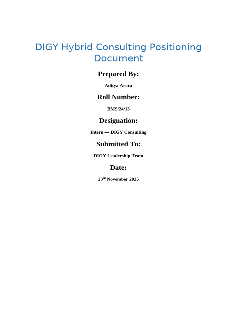 DIGY Hybrid Consulting Positioning Guide | PDF | Marketing | Small ...
