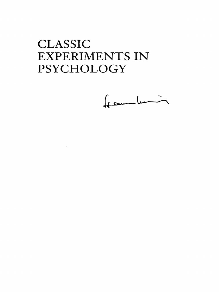 Classic Experiments in Psychology - Memory | PDF