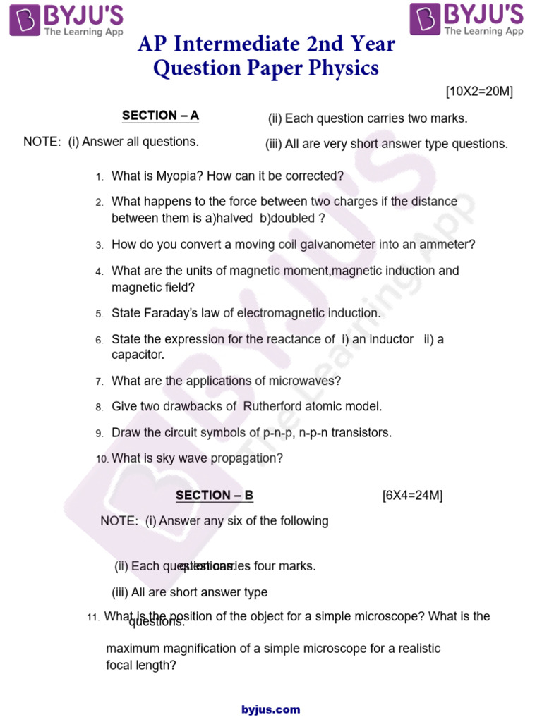 AP Physics Question Paper Overview | PDF | Inductor | Magnetic Field