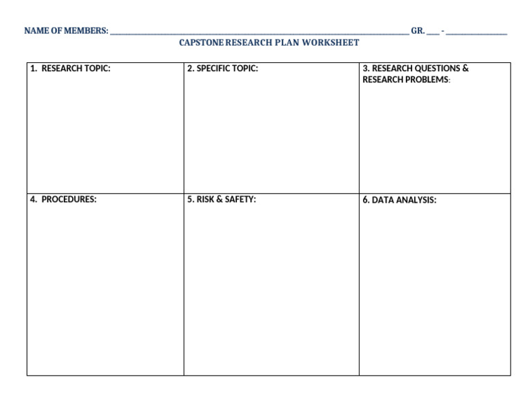 Capstone Research Plan Blank | PDF
