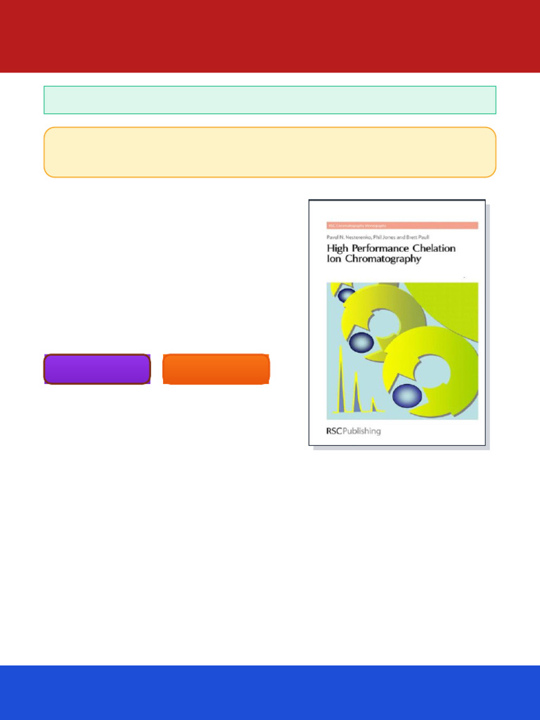 High Performance Chelation Ion Chromatography 1st Edition Edition Pavel ...