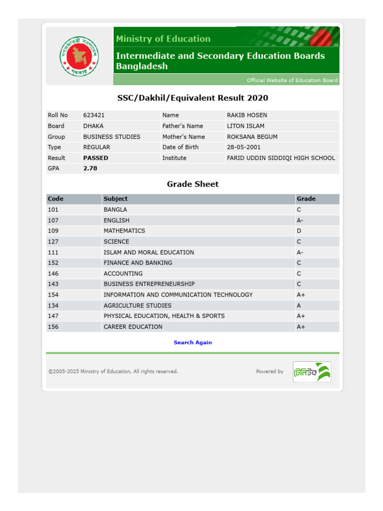 SSC Result | PDF