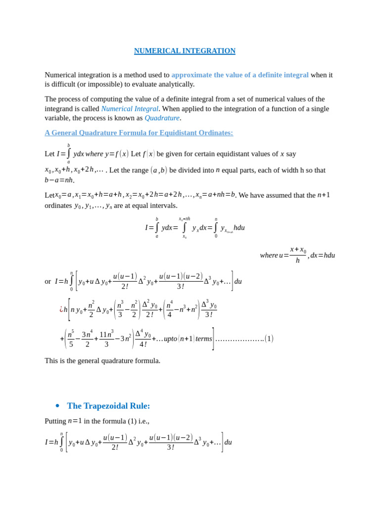 Numerical Integration Techniques Explained | PDF | Integral | Analysis
