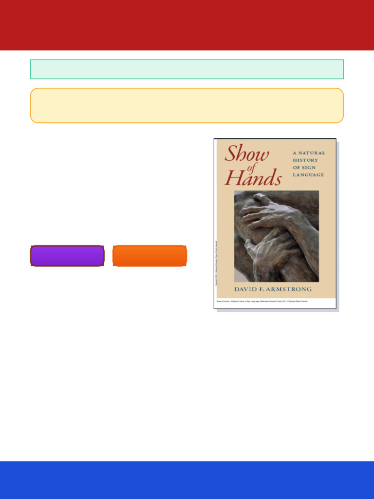 Show of Hands A Natural History of Sign Language 1st Edition David F ...