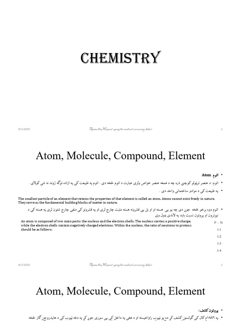 Chemistry 3rd Week | PDF