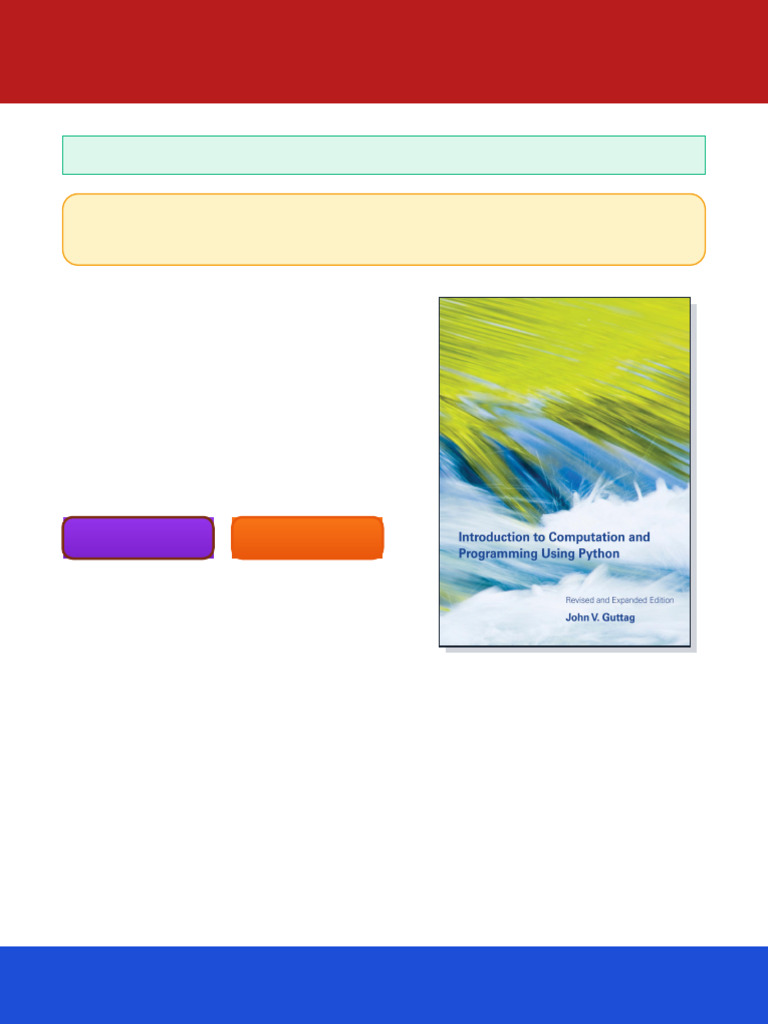 Introduction To Computation and Programming Using Python Revised and Expanded Edition John V ...