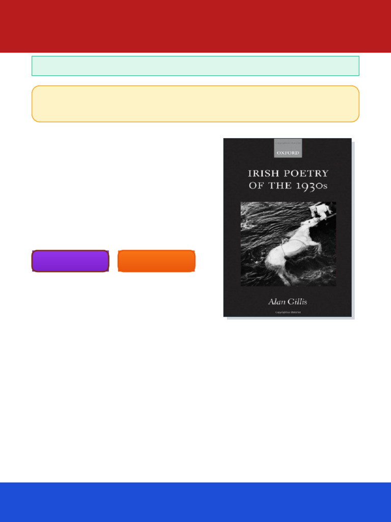 Irish Poetry of The 1930s First Edition Alan Gillis Digital Ebook ...