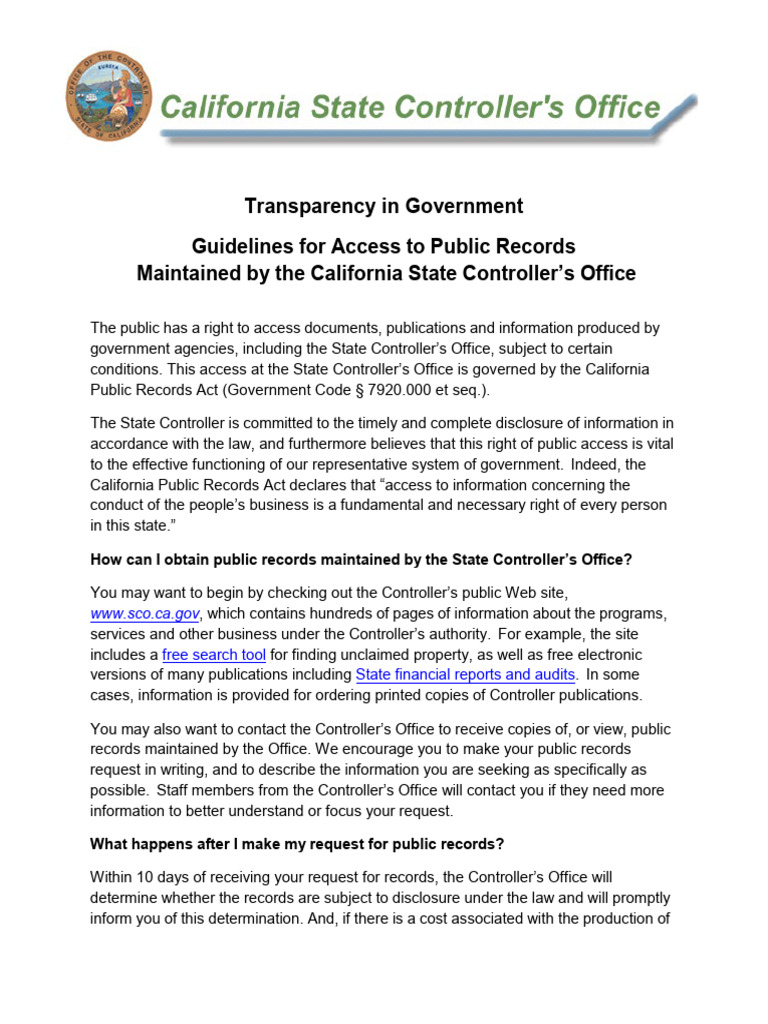 California Transparency in Government | PDF | Discovery (Law) | Information