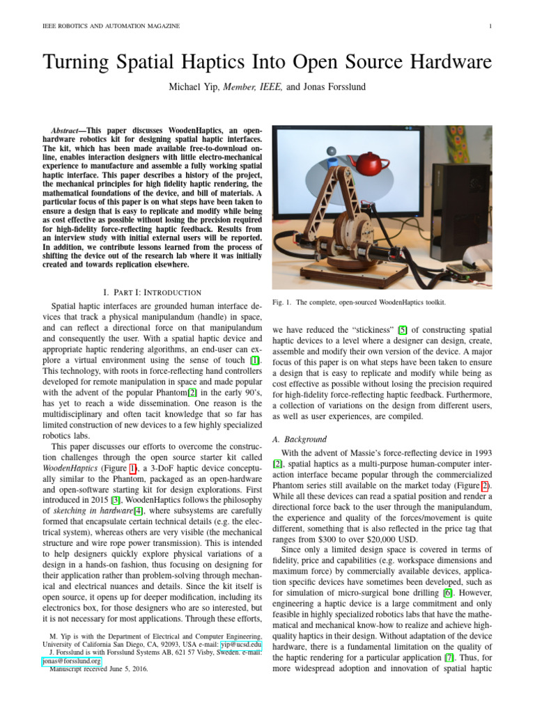 Open Source Spatial Haptic Kit Design | PDF | Electric Motor | Kinematics