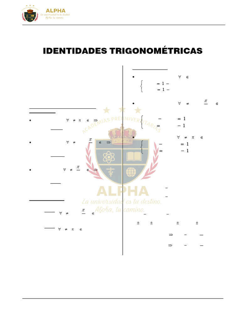 ACADEMIA ALPHA TEMA 06 DE TRIGONOMETRIA - IDENTIDADES TRIG | PDF ...