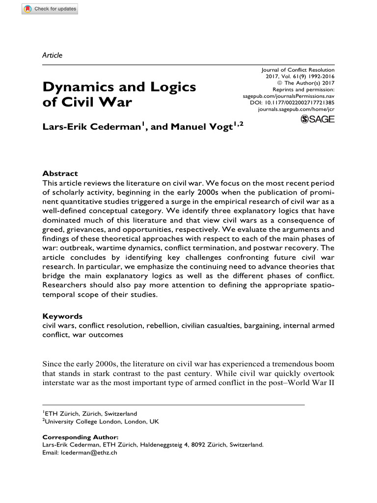 Cederman, LE & M. Vogt (2017) Journal of Conflict Resolution | PDF ...
