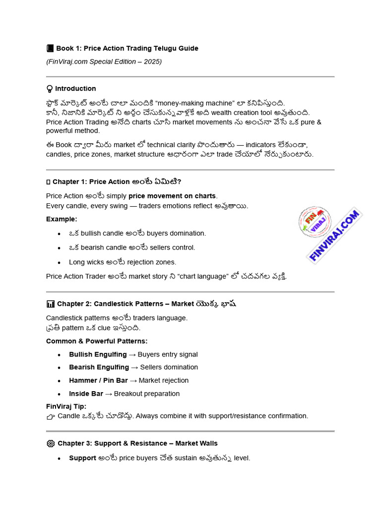Book 1 Price Action Trading Telugu Guide | PDF