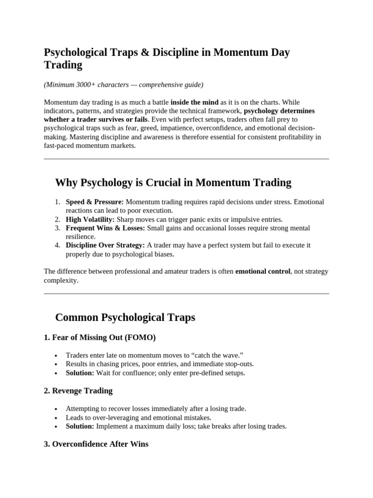 Psychological Traps & Discipline in Momentum Day Trading | PDF ...
