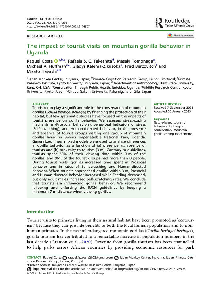 Week 12 Reading Mountain Gorilla Tourism | PDF | Gorilla | Errors And ...