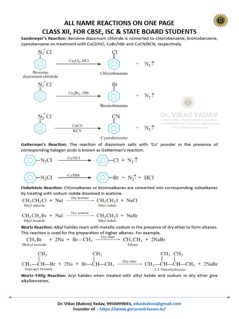 Comprehensive Guide to Name Reactions | PDF | Aldehyde | Amine