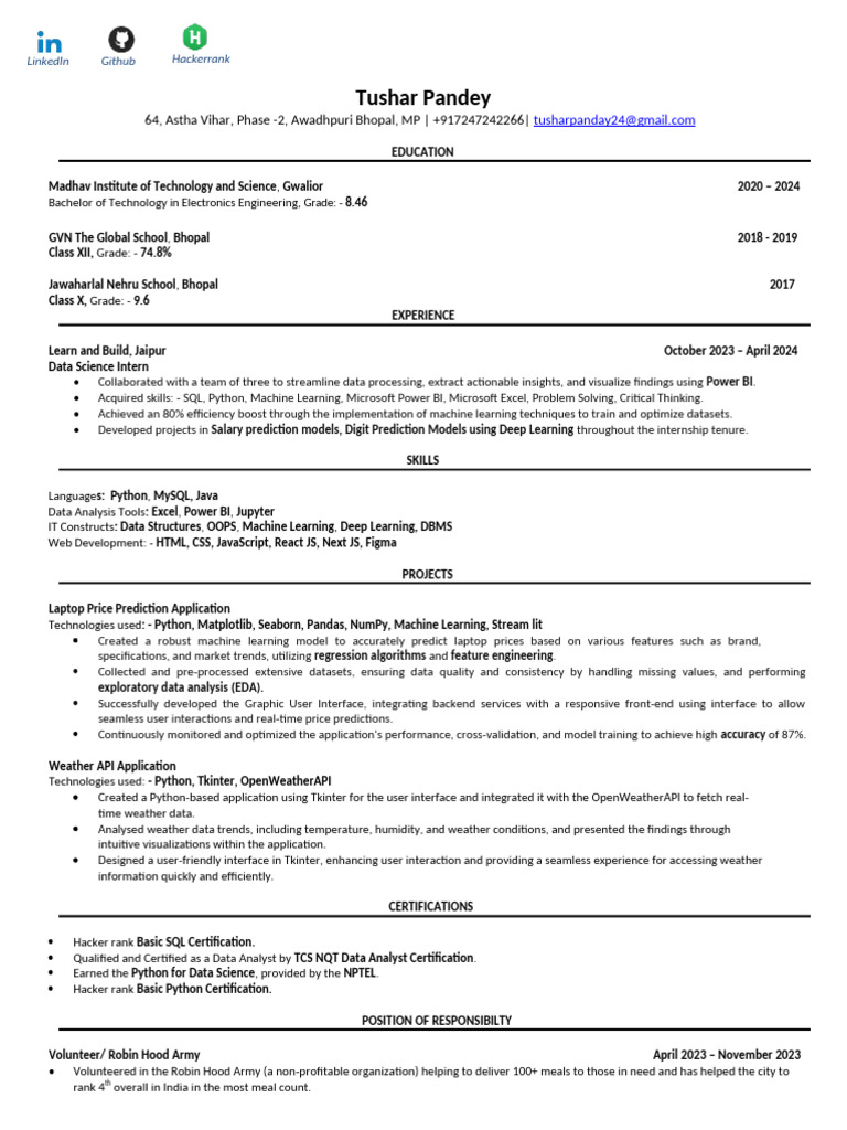 Sample Resume 2018 Undergrad - Computereng | PDF | Machine Learning ...