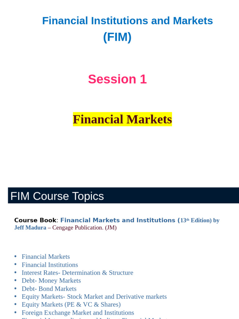 Overview of Financial Markets and Institutions | PDF | Securities ...