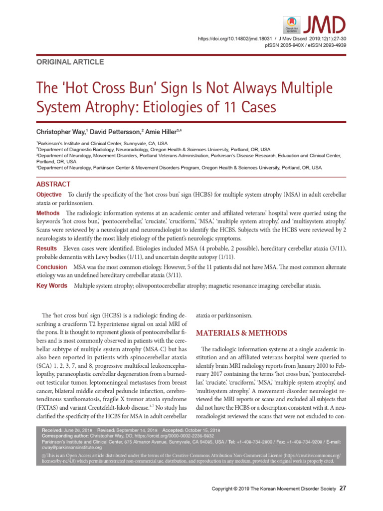 The ‘Hot Cross Bun’ Sign is Not Always Multiple System Atrophy ...