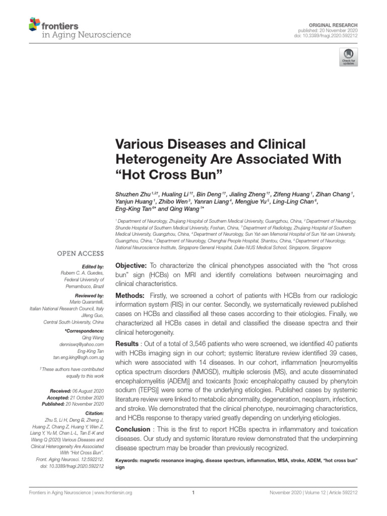 Hot Cross Bun Sign in Neurology Study | PDF | Magnetic Resonance ...