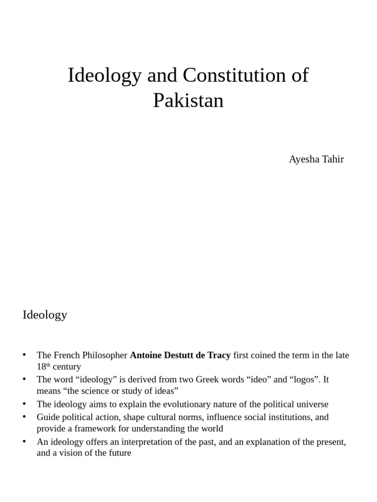 Ideology and Constitution of Pakistan | PDF
