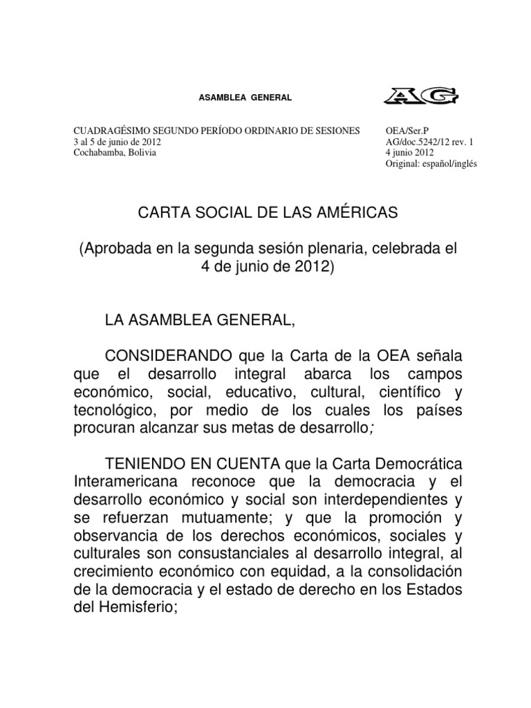Carta Social Aprobada | PDF | Pobreza | Pobreza e indigencia