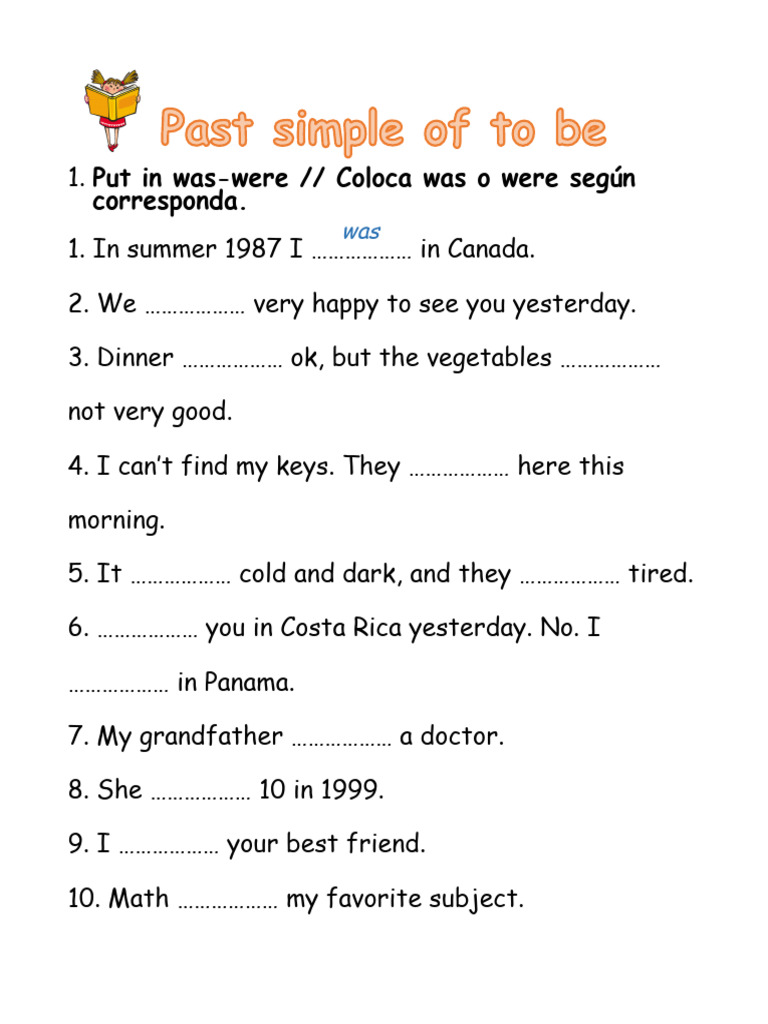 Was vs. Were Exercise Worksheet | PDF