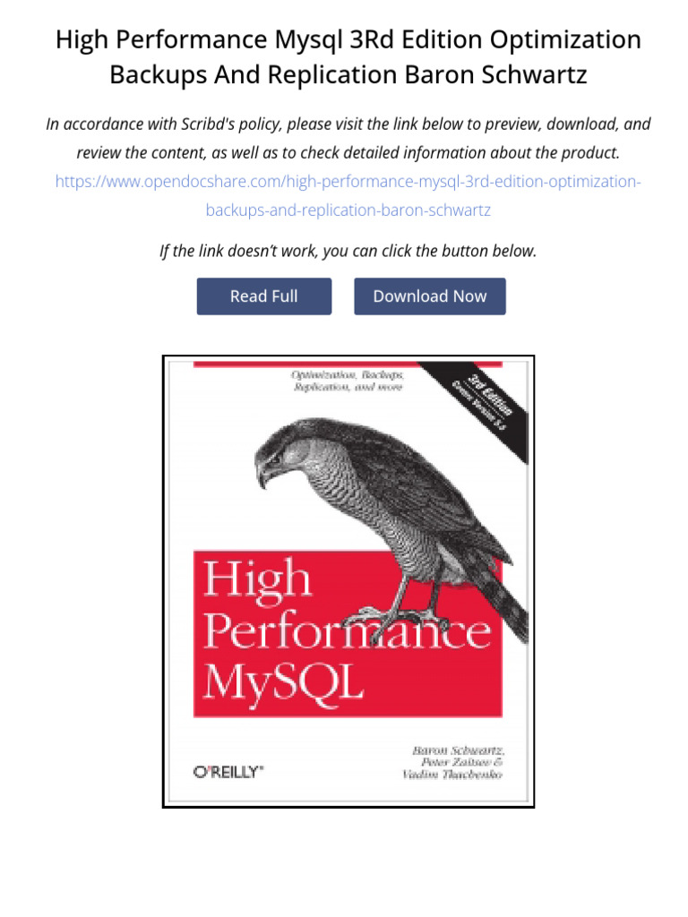 High Performance MySQL 3rd Edition Optimization Backups and Replication ...
