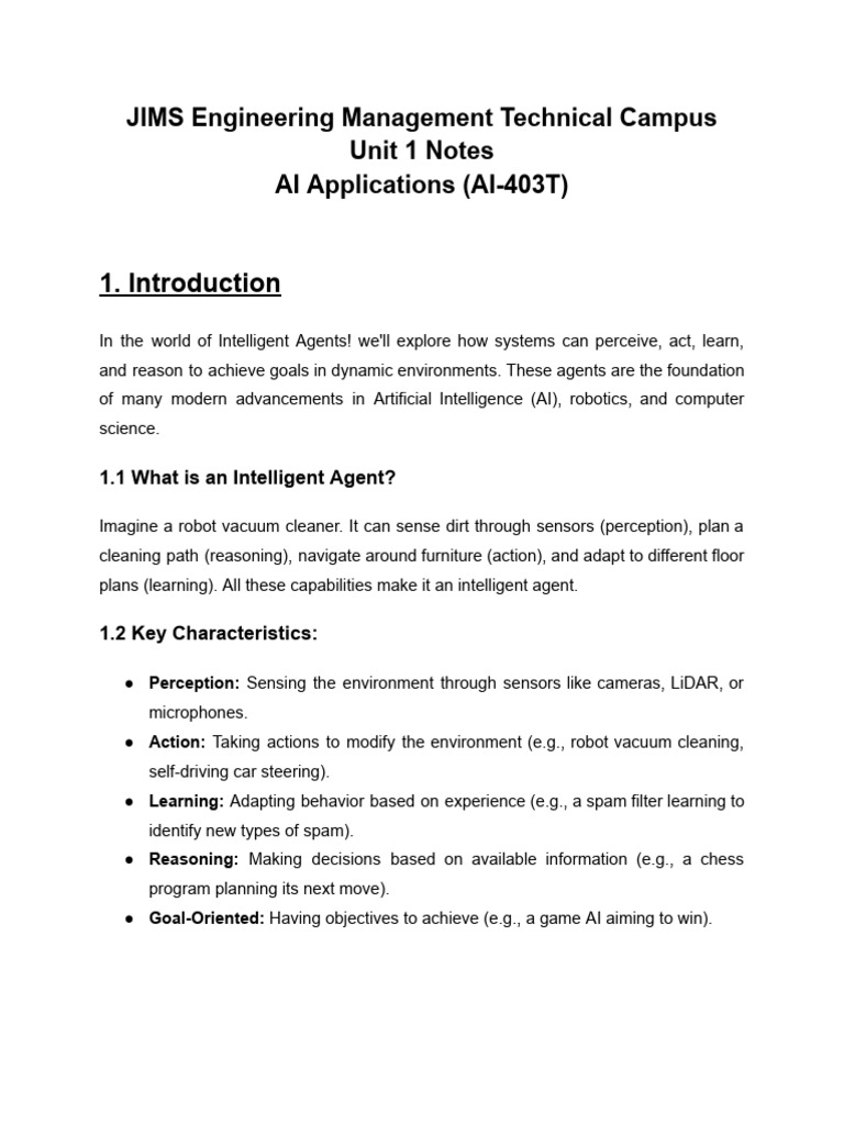 Unit 1 Notes - AI Applications | PDF | Artificial Intelligence ...