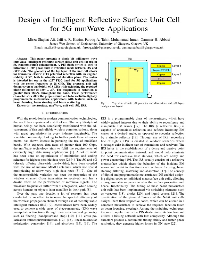 5G mmWave Intelligent Reflective Surface Design | PDF | Extremely High ...